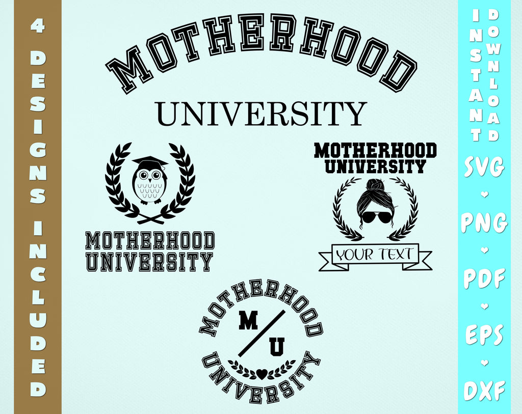 Motherhood University SVG Bundle, 4 Designs, Mom Life SVG, Motherhood ...