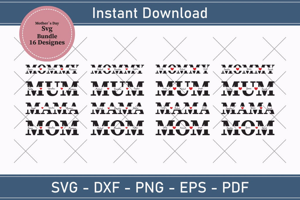 Mother's Day Svg Mom Split Monogram Svg Bundle - So Fontsy