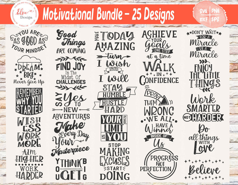 Motivational Bundle - SVG, PNG, DXF, EPS - So Fontsy
