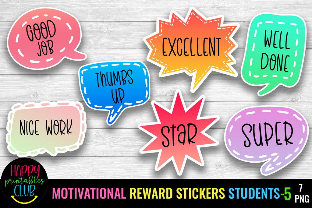 Motivational Reward Stickers for Students 5- Digital Reward Stickers ...