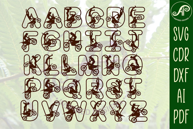 Motocross alphabet letter set SVG - So Fontsy