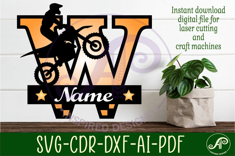Motocross Capital Monogram Letter W SVG - So Fontsy