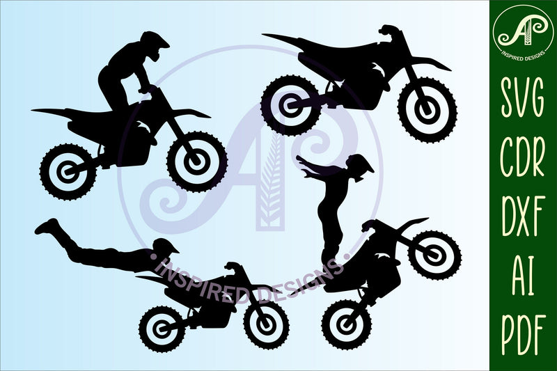 Motocross, motorbike SVG bundle. 11 designs - So Fontsy