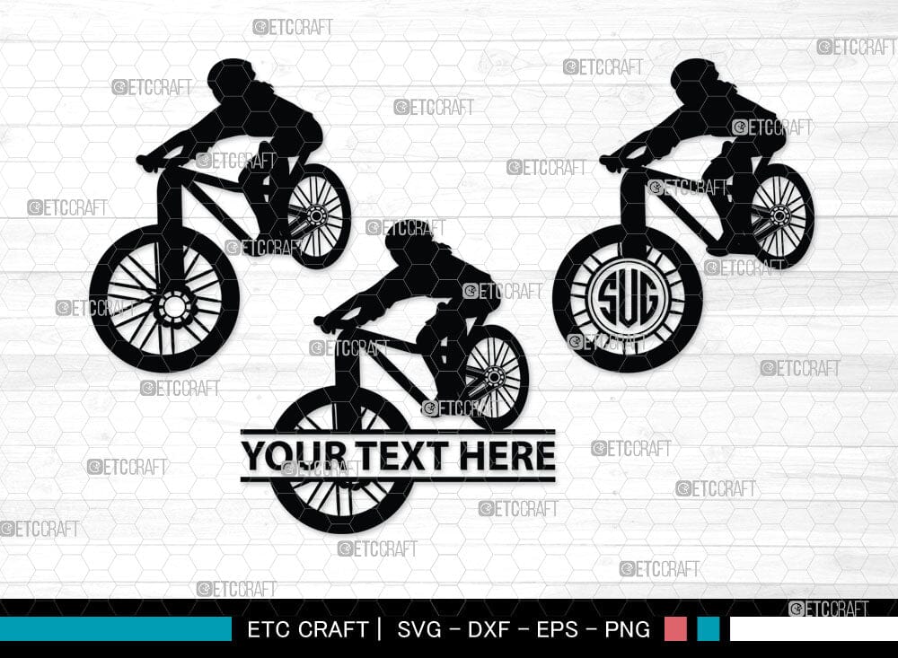 Mountain Biking Monogram, Mountain Biking Silhouette, Mountain Bike Svg ...