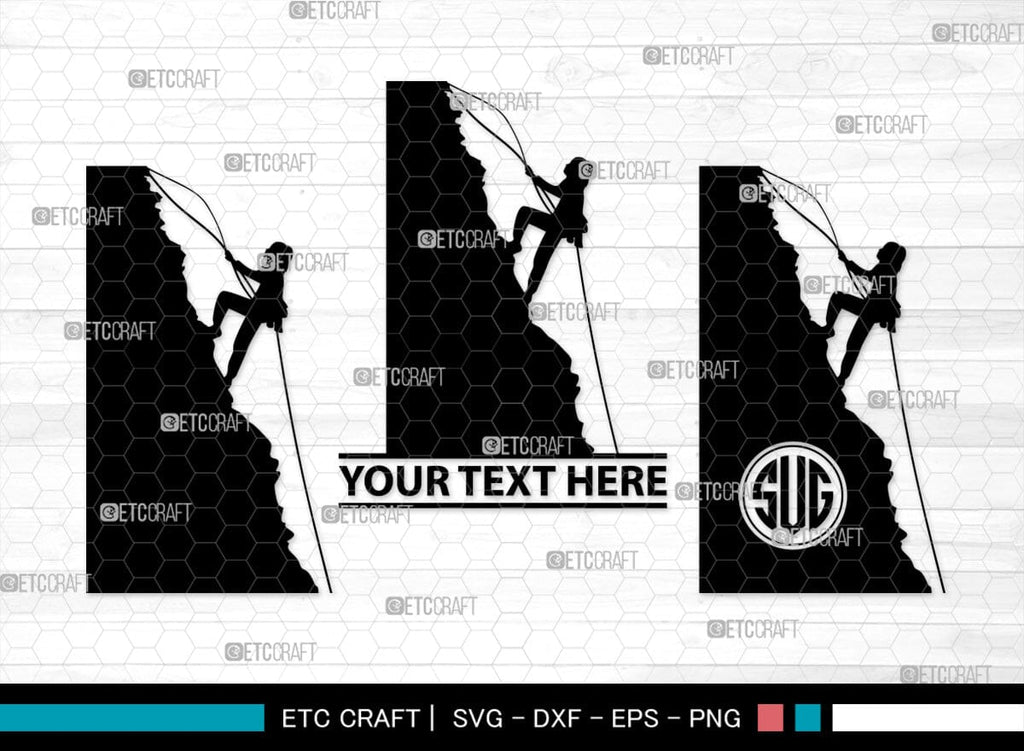 Mountain Climbing Monogram, Mountain Climbing Silhouette, Mountain Cli ...