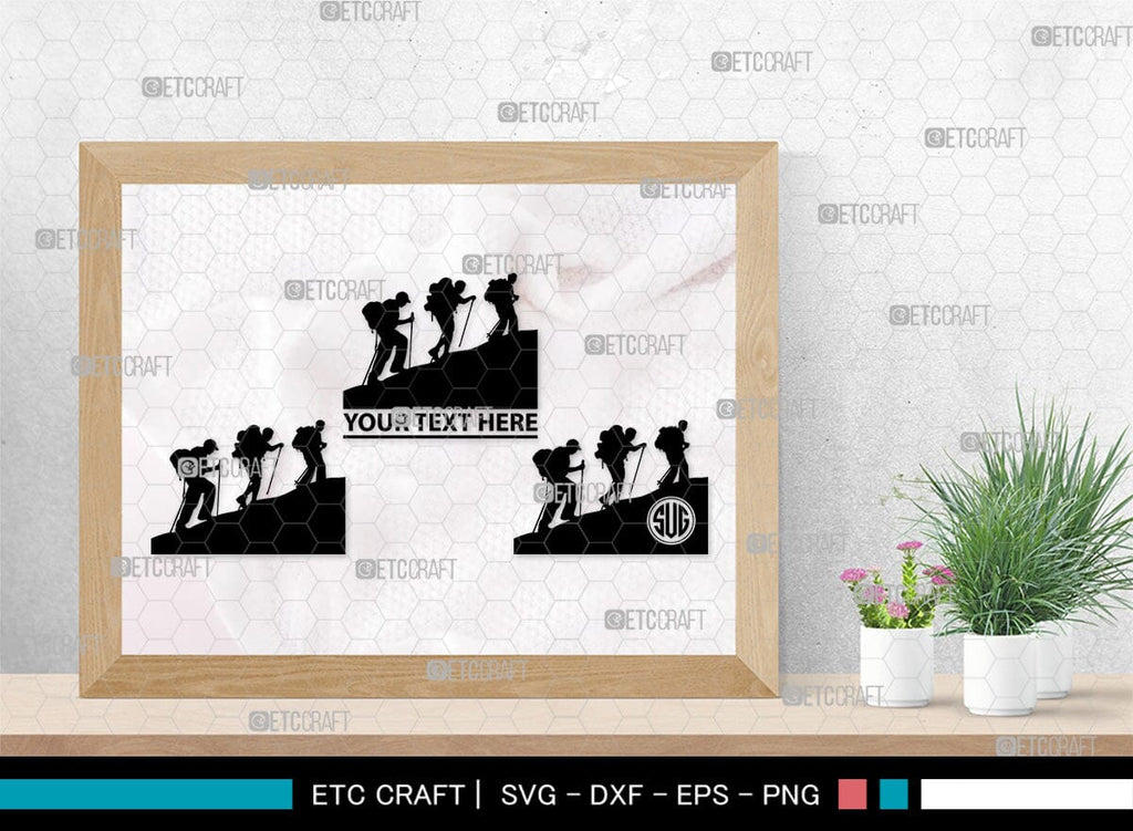 Mountain Climbing Monogram, Mountain Climbing Silhouette, Mountain Cli ...
