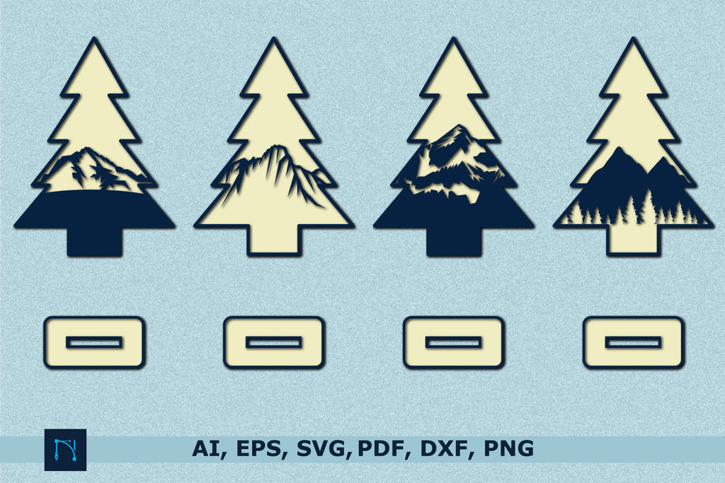 mountain Laser-cut Tree stand SVG bundle - So Fontsy