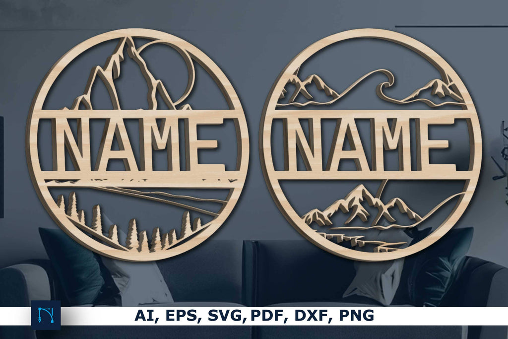 Mountain Name Sign Laser cut Bundle SVG - So Fontsy