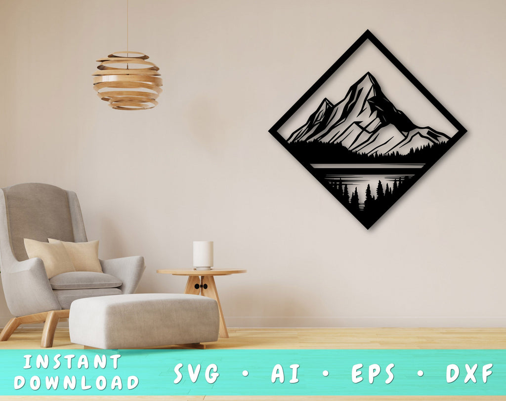 Mountains Laser SVG Cut File, Mountains Glowforge File, Mountains DXF ...