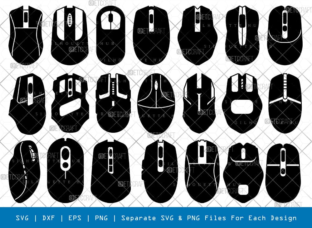 Mouse Silhouette, Mouse SVG, Computer Mouse Svg, Gaming Mouse Svg ...