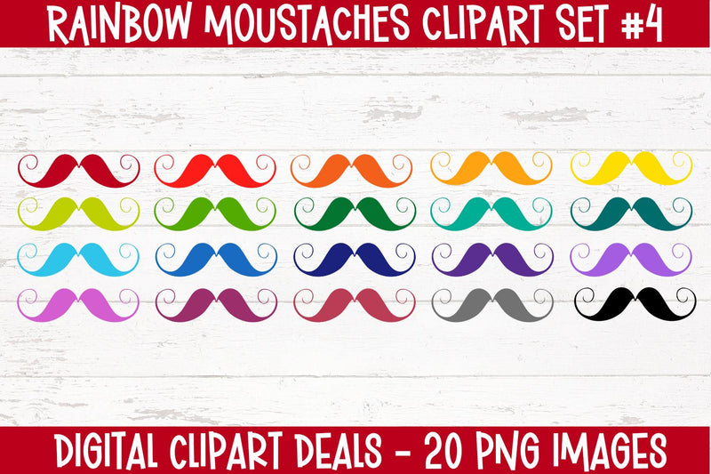 Moustache PNG Clipart - Rainbow Moustache #3 Elements Clipart Set - So ...