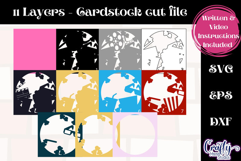 Movie Svg Shadow Box, 3D Layered Movie Night Popcorn Svg - So Fontsy