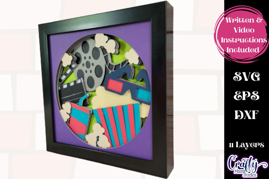 Movie Svg Shadow Box, 3D Layered Movie Night Popcorn Svg - So Fontsy