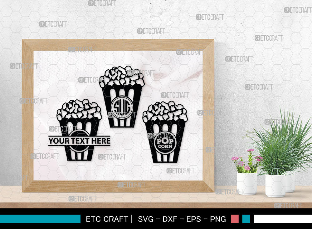 Movie Theme Monogram, Movie Theme Silhouette, Movie Theme SVG, Popcorn ...