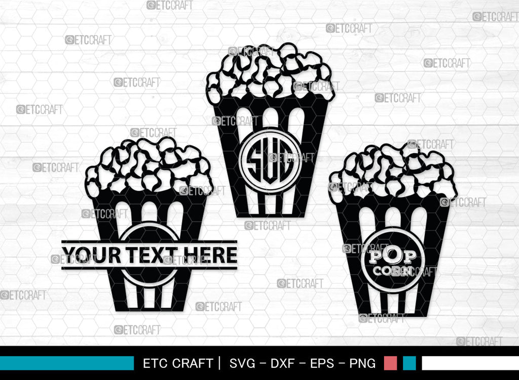 Movie Theme Monogram, Movie Theme Silhouette, Movie Theme SVG, Popcorn ...