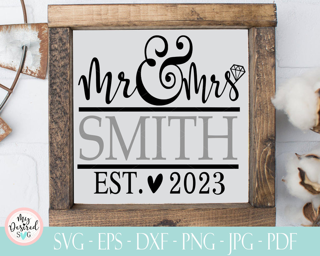 Mr and Mrs SVG, Custom Last Name Wedding Svg Marriage SVG Just Married ...