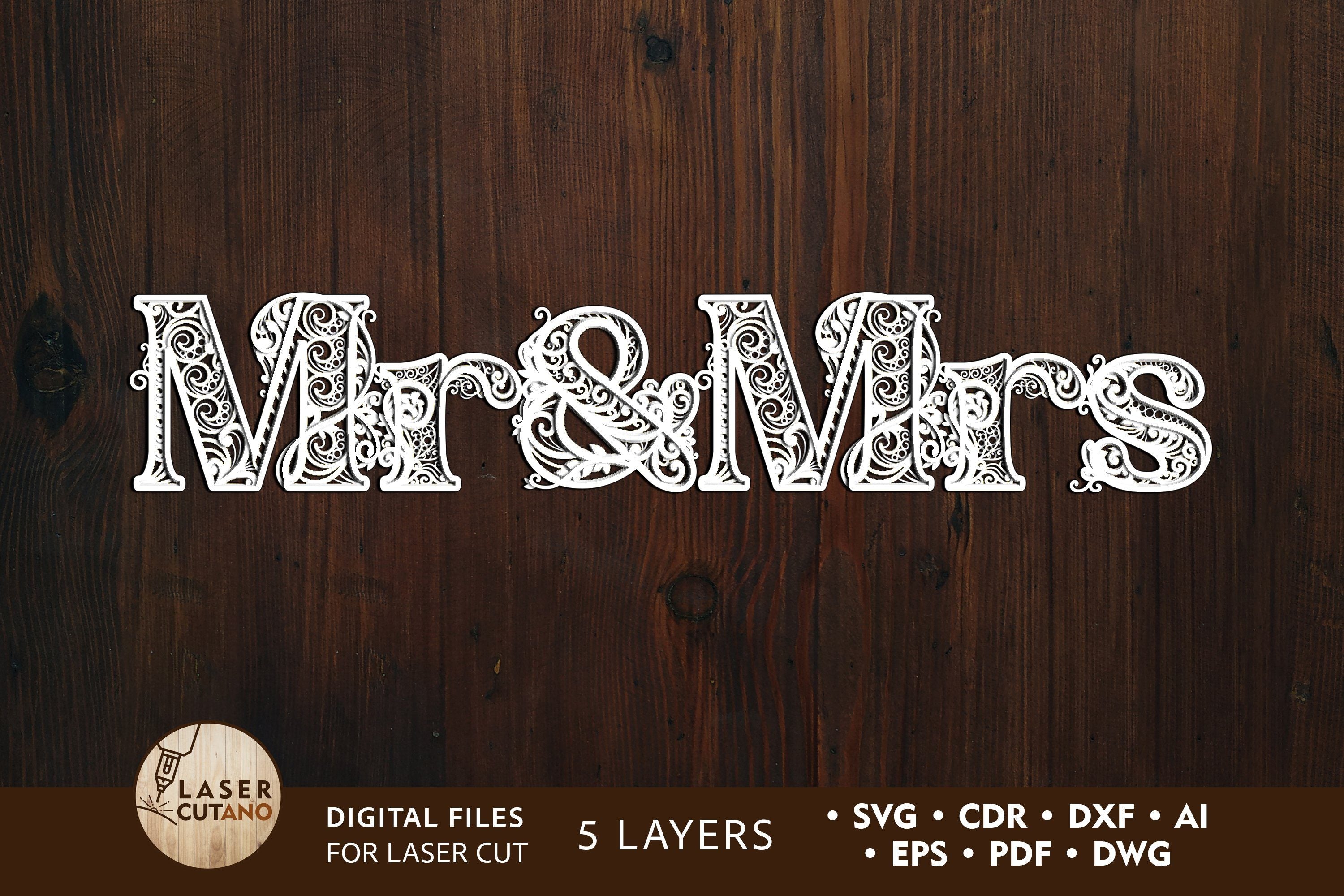MR & MRS Multilayer Laser Cut Files, Mandala, Sign SVG, 3D Designs ...