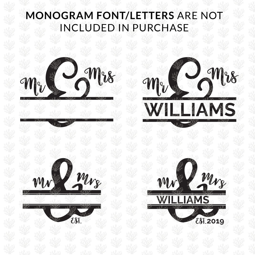 Mr& Mrs Split Monogram Bundle – Couple SVG EPS DXF PNG Cutting Files - So Fontsy