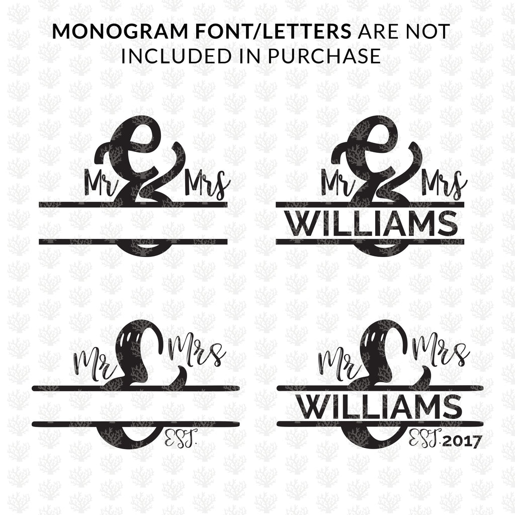 Mr& Mrs Split Monogram Bundle – Couple SVG EPS DXF PNG Cutting Files - So Fontsy