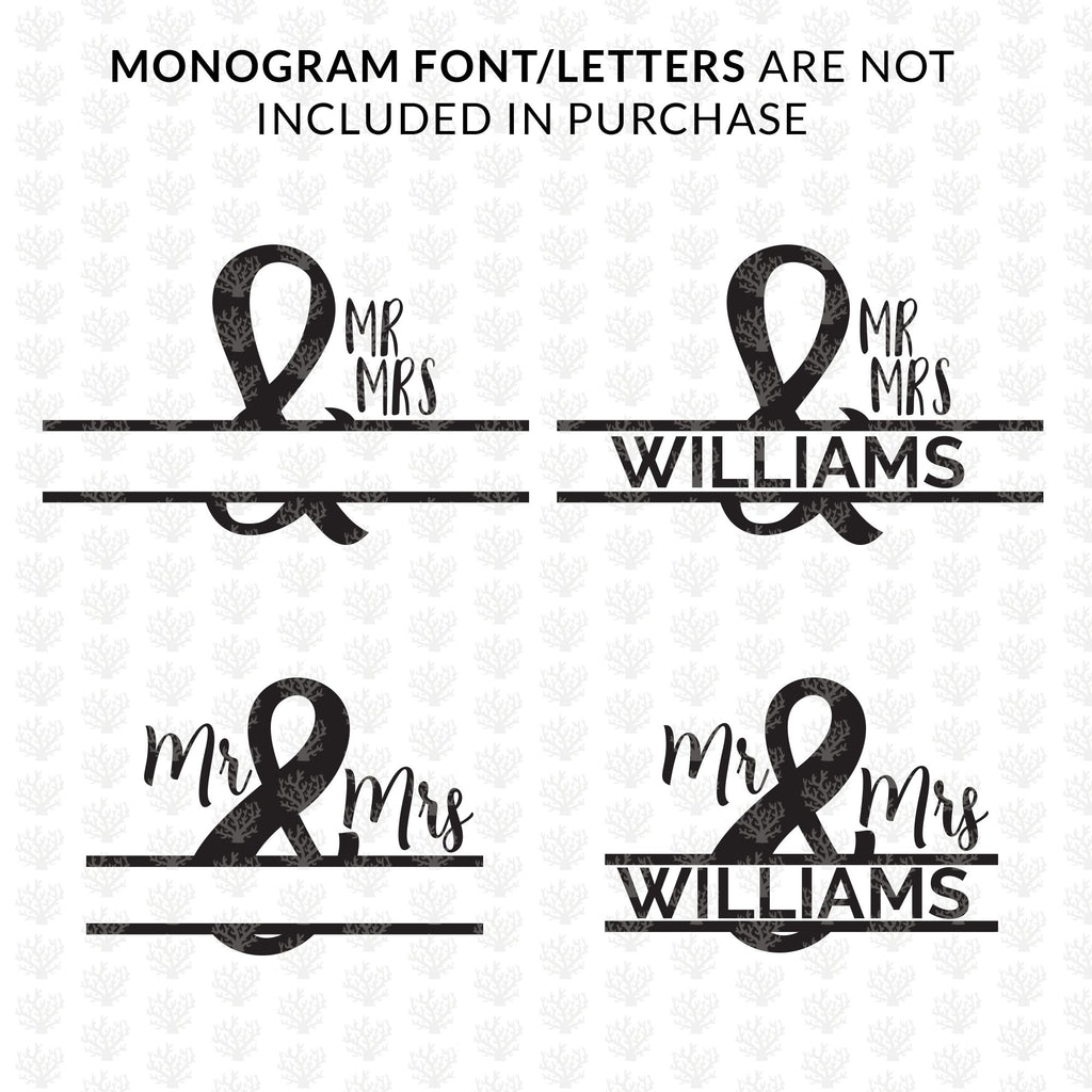 Mr& Mrs Split Monogram Bundle – Couple SVG EPS DXF PNG Cutting Files - So Fontsy