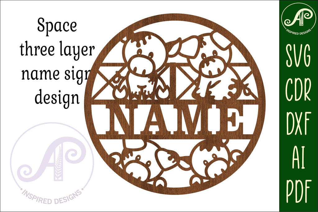 Muddy pigs name sign svg laser cut template - So Fontsy