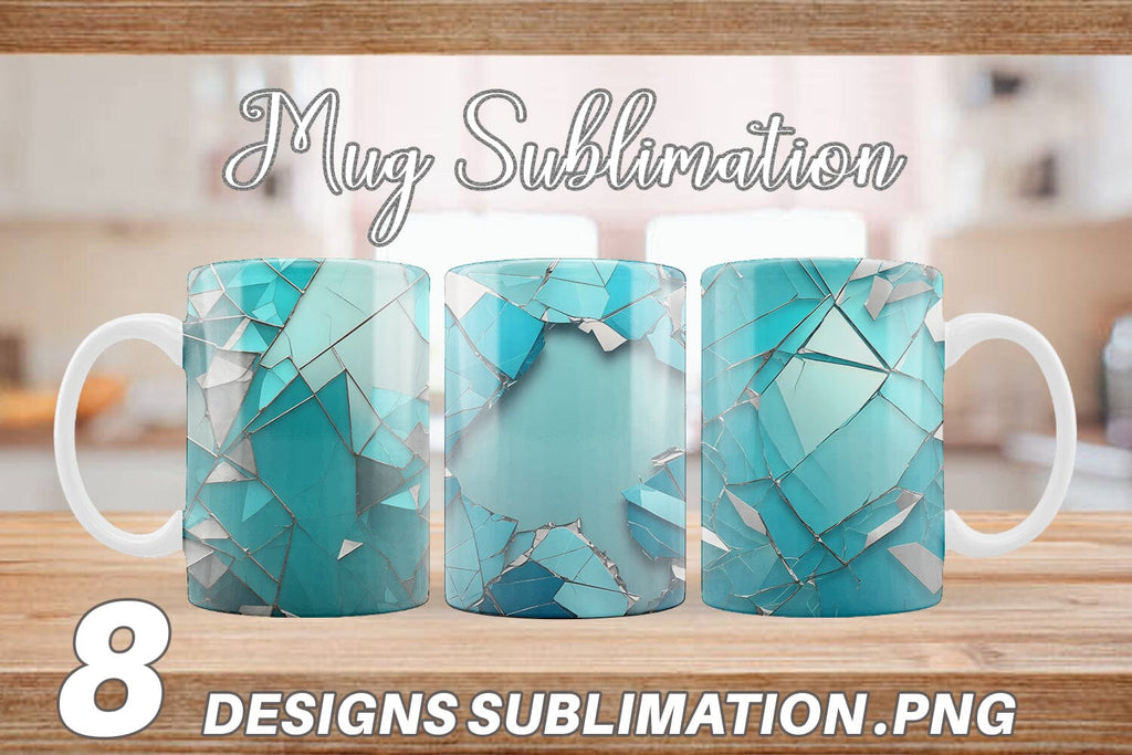 Mug Wrap Broken Glass Background - So Fontsy