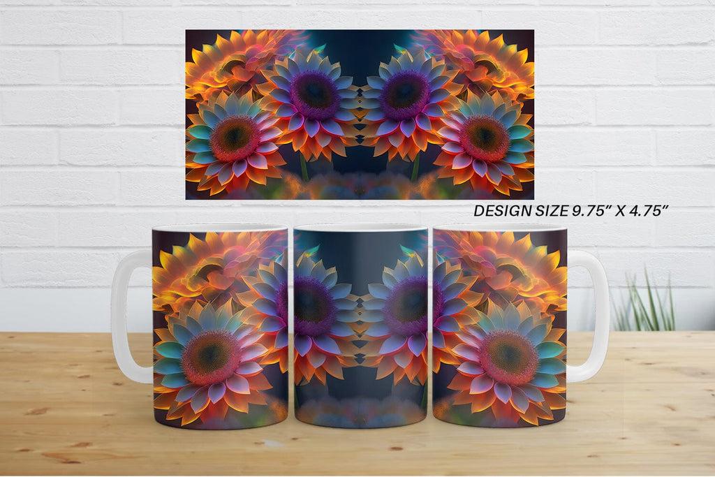3D Sunflower Mug Wrap | Sublimation Coffee Cup - So Fontsy