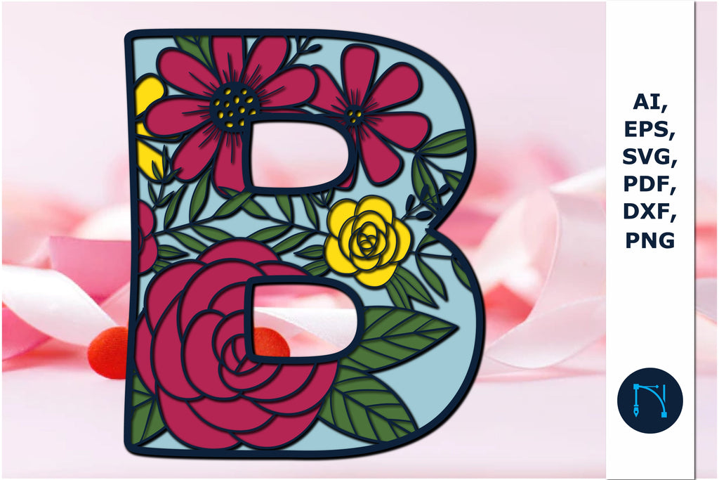 multi layer 3d alphabet B laser cut svg - So Fontsy