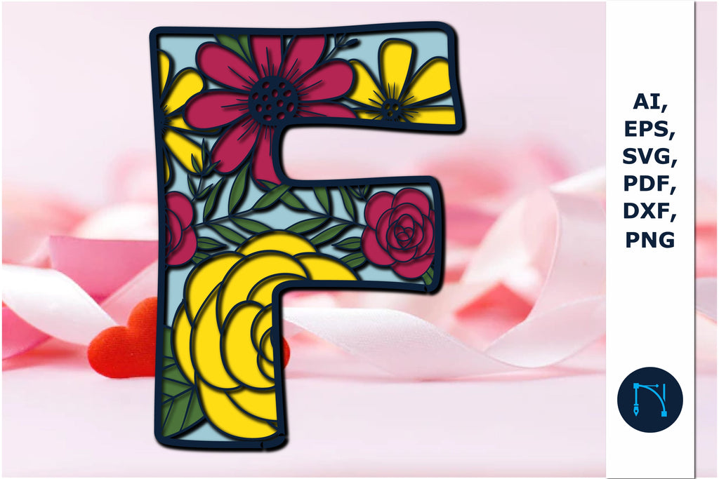 multi layer 3d alphabet F laser cut svg - So Fontsy