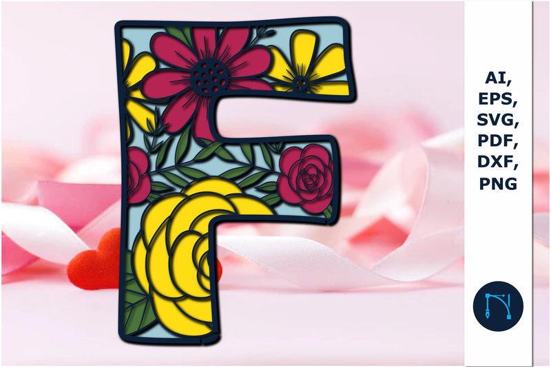 multi layer 3d alphabet F laser cut svg - So Fontsy