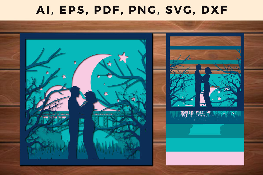 multi Layer couple in night 3d SVG file - So Fontsy