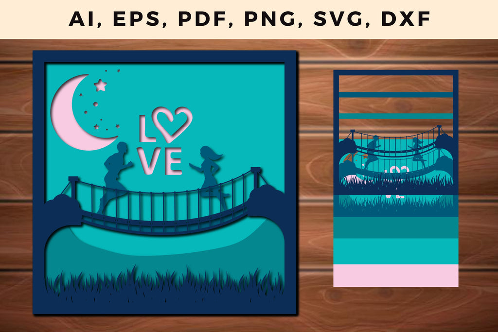 multi Layer couple in night 3d SVG file - So Fontsy