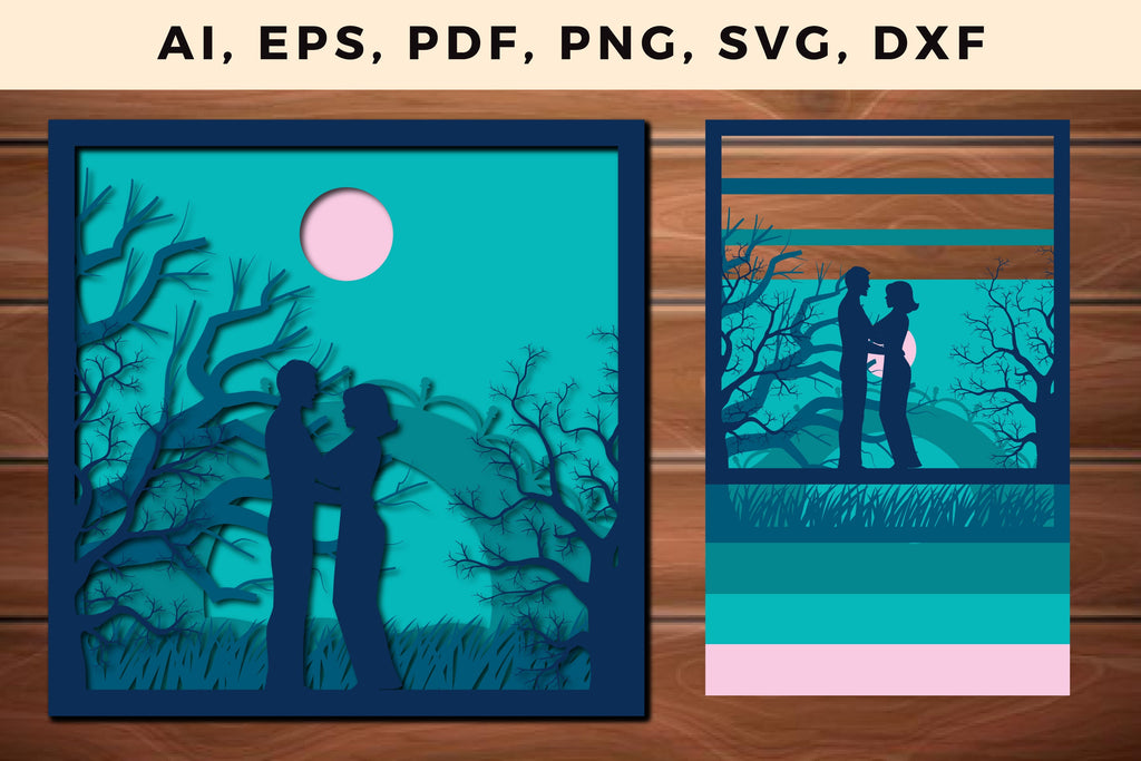 multi Layer couple in night 3d SVG file - So Fontsy