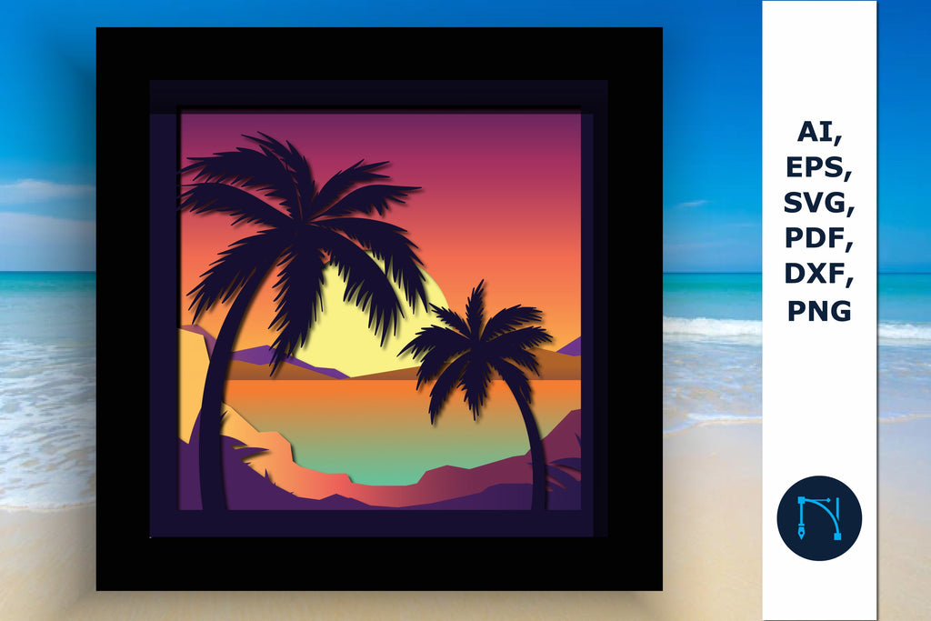 Multi-Layer Summer shadow box SVG - So Fontsy