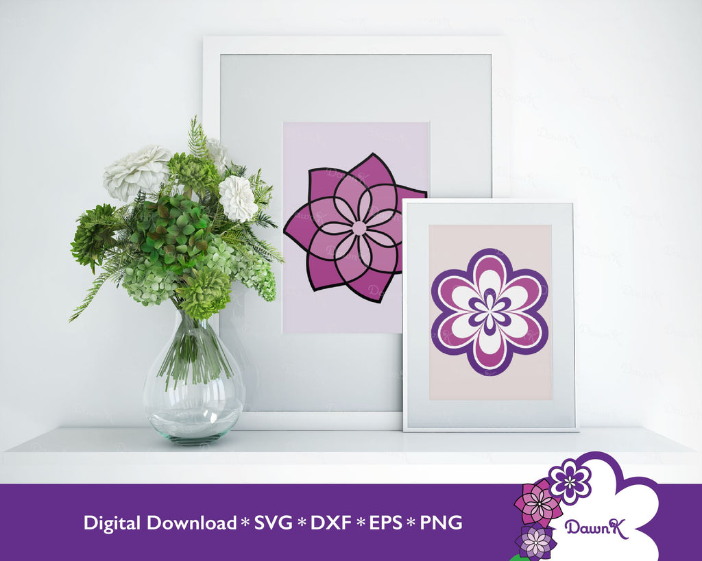 Multi-Layered Flower SVG Colored Flower, Layered Flower, Purple Flower ...