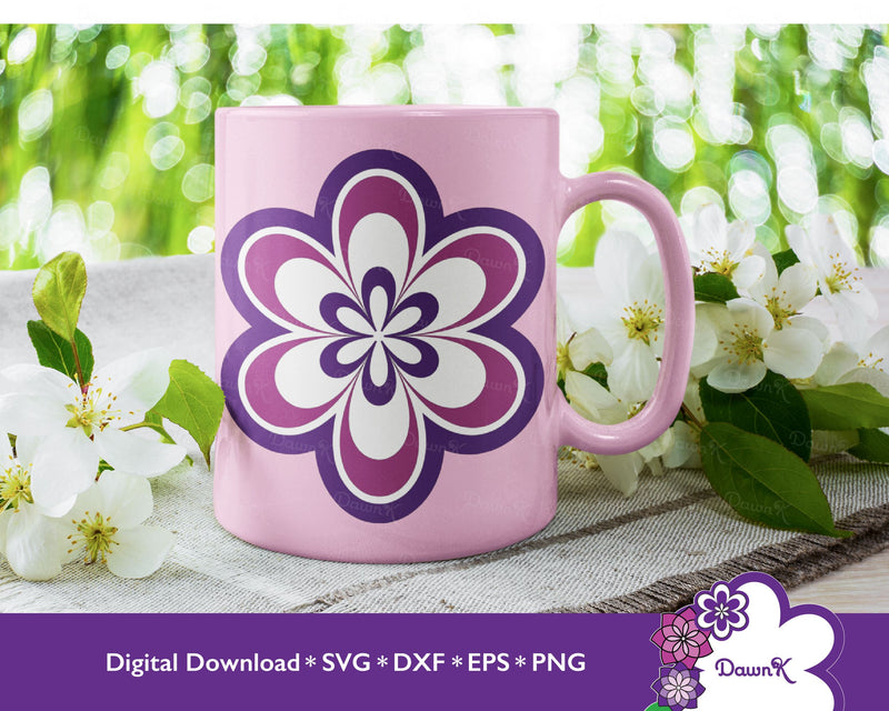 Multi-Layered Flower SVG Colored Flower, Layered Flower, Purple Flower ...