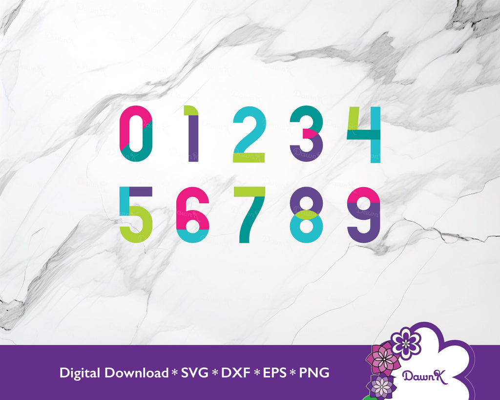 Multicolored and Layered Number SVG Bundle | Neon | Dawn K Designs - So ...