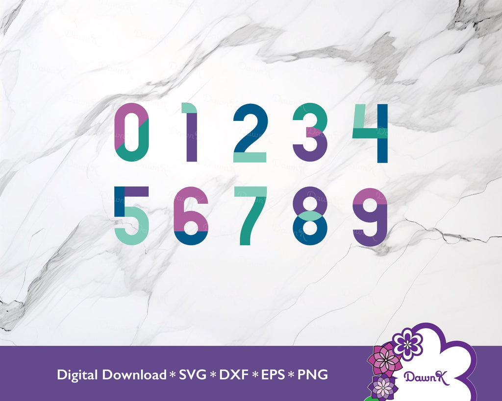 Multicolored Layered Number SVG Bundle | Purple Mint | Dawn K Designs ...