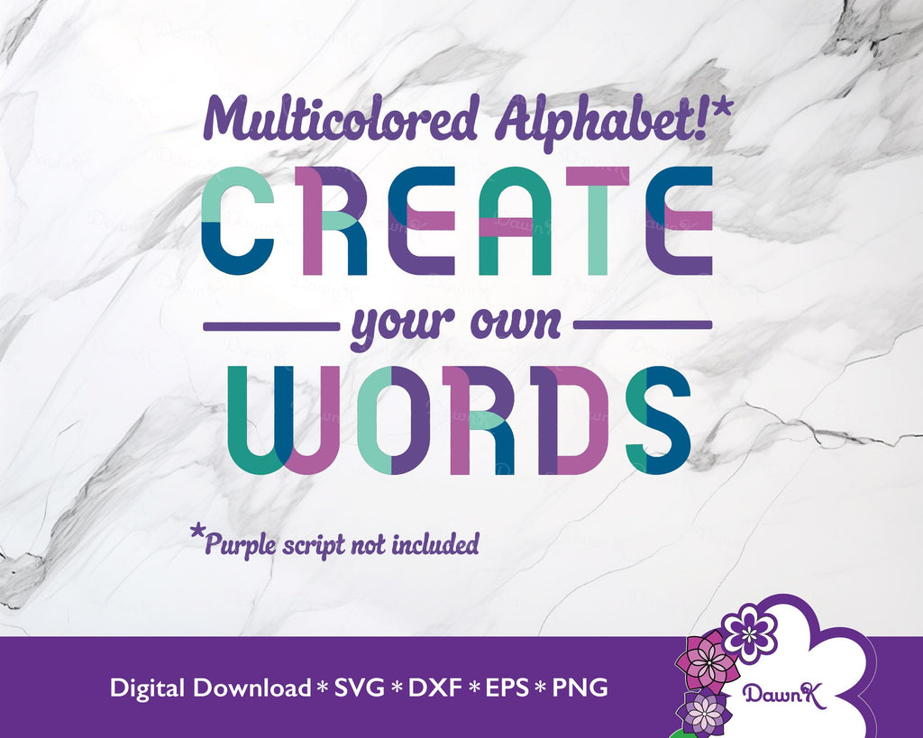 Multicolored and Layered SVG Alphabet | Purple Mint | Dawn K Designs ...