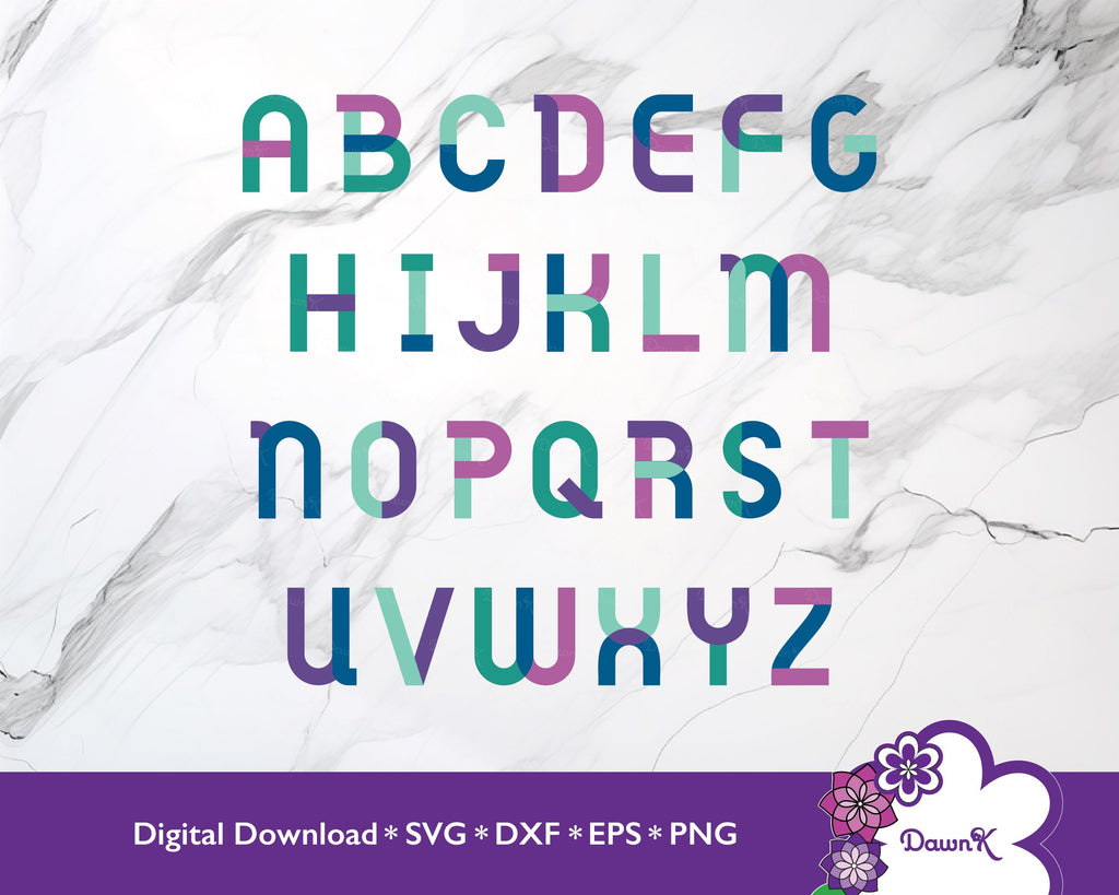Multicolored and Layered SVG Alphabet | Purple Mint | Dawn K Designs ...