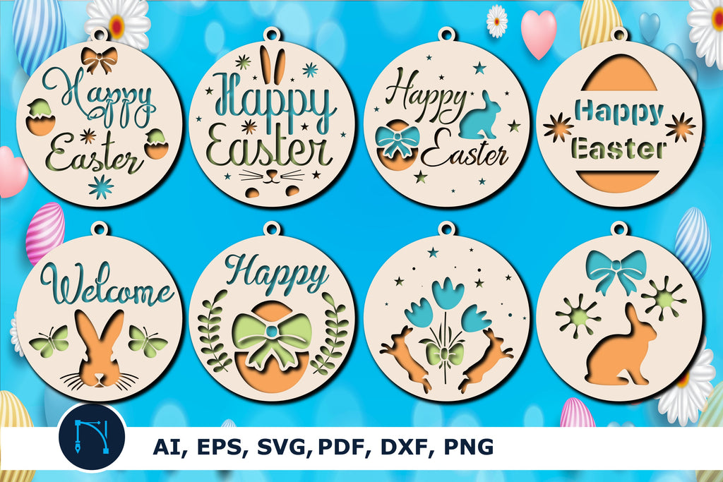 multilayer Easter round welcome Sign SVG bundle - So Fontsy