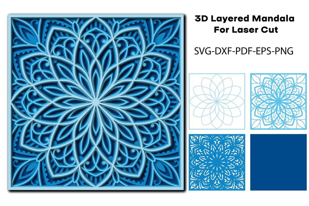 Multilayer Mandala Square Panel Template - So Fontsy