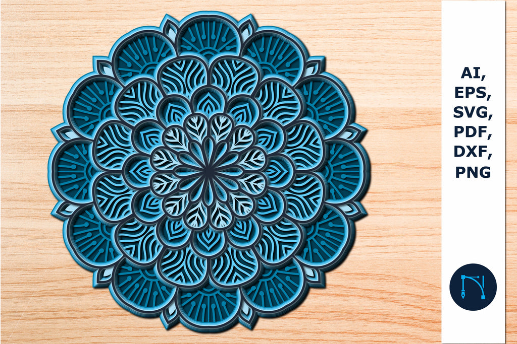 multilayer paper cut mandala 3d SVG - So Fontsy