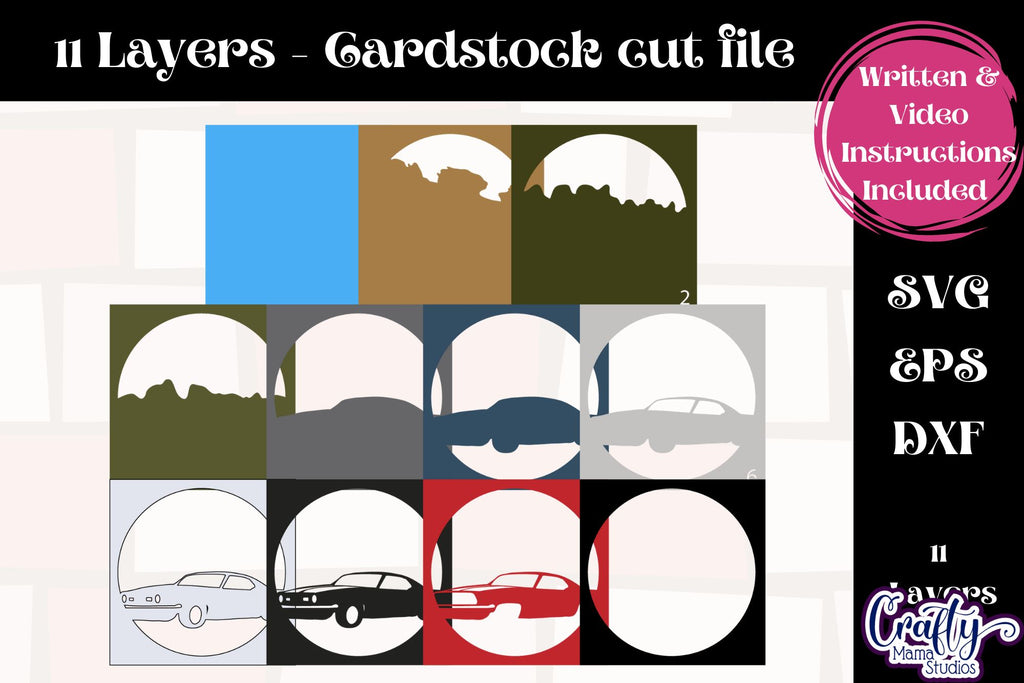 Muscle Car Svg Shadow Box, 3D Layered Hot Rod Car Shadow Box - So Fontsy