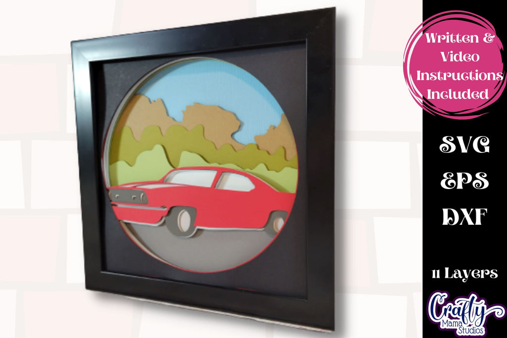 Muscle Car Svg Shadow Box, 3D Layered Hot Rod Car Shadow Box - So Fontsy