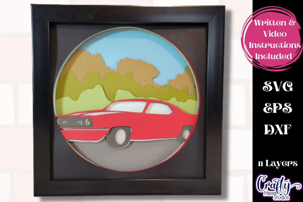 Muscle Car Svg Shadow Box, 3D Layered Hot Rod Car Shadow Box - So Fontsy