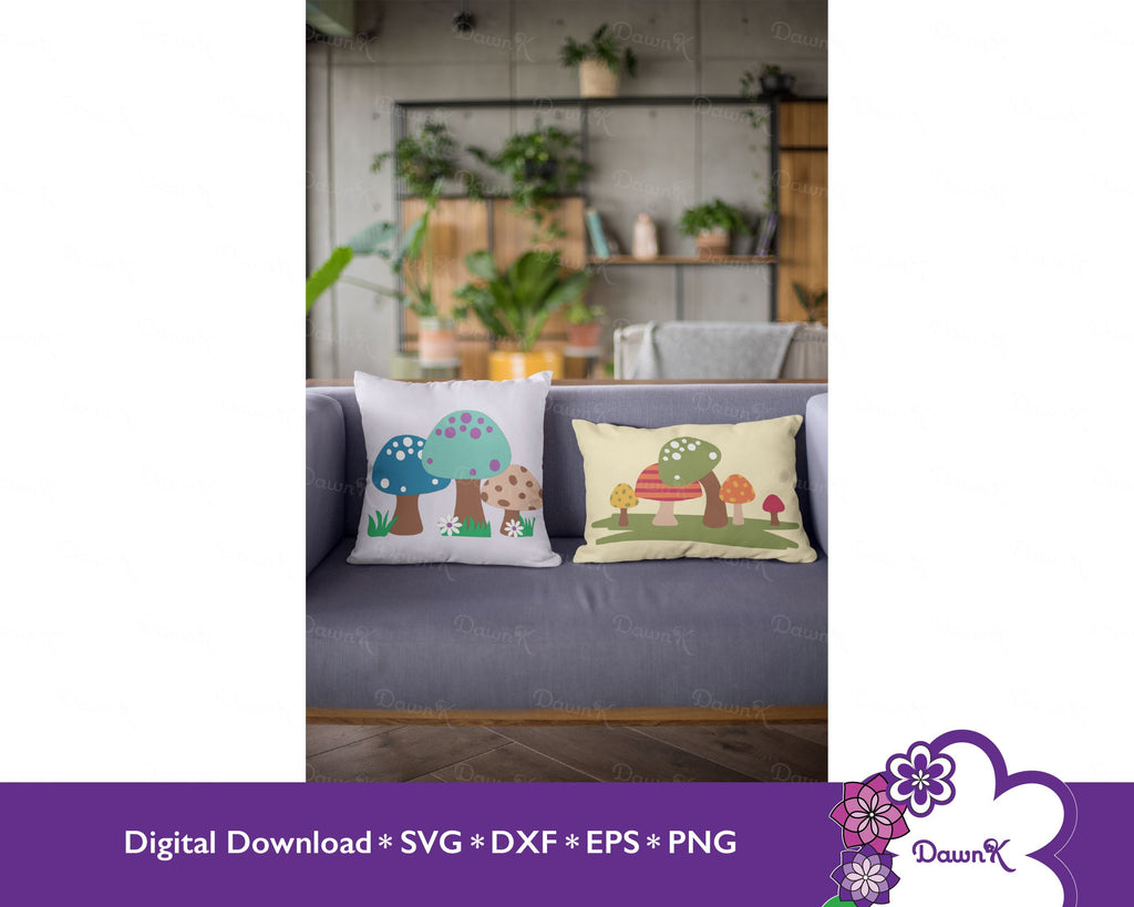 Mushroom and Flower Bundle - Five Whimsical SVG Designs - So Fontsy