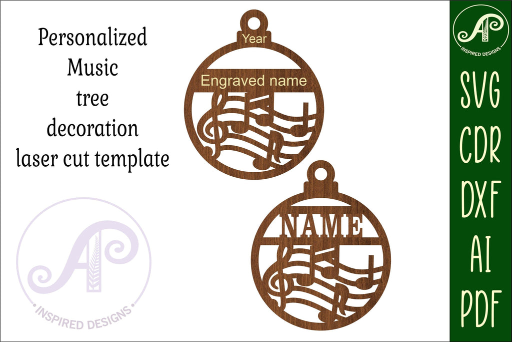 Music Christmas Ornament SVG laser cut - So Fontsy