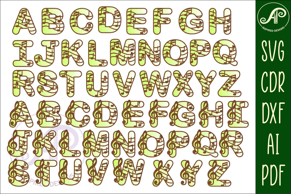 Music letters alphabet set. 52 layered letters. - So Fontsy