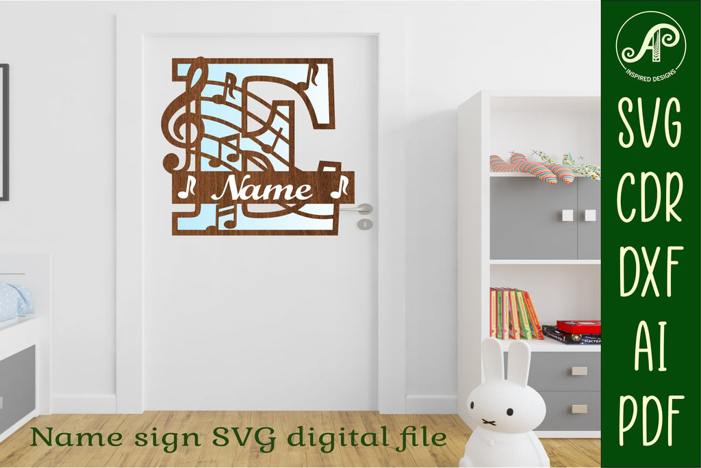 Music monogram letter bundle Name signs SVG 3 layer - So Fontsy